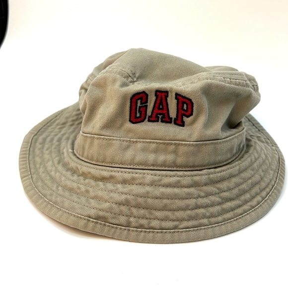GAP | Accessories | Vtg Y2k Gap Bucket Hat Big Boys Lg Khaki Spell Out Sun Hat Embroidered Red ...